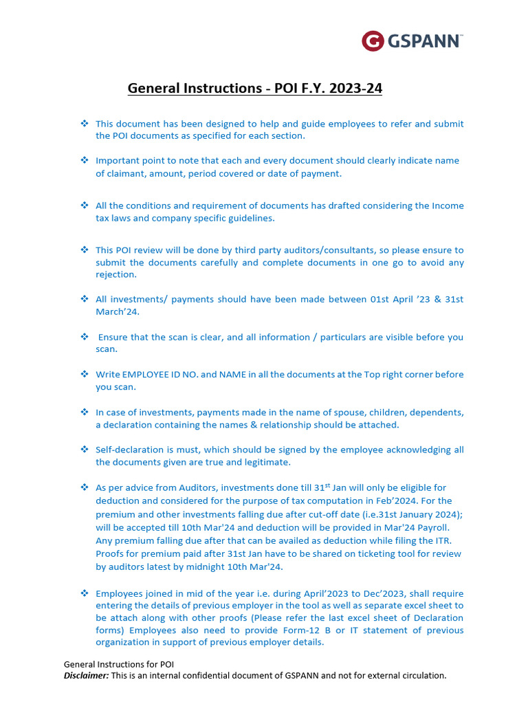 POI Submission Guidelines 2023-24 | PDF | Payroll Tax | Taxation