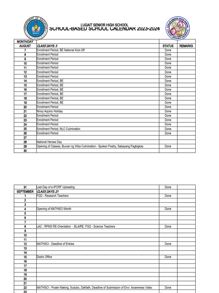 School Calendar Sy 2023-2024 | PDF | Holidays | Observances