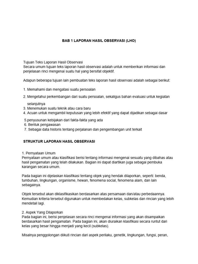 Bab 1 Laporan Hasil Observasi | PDF | Karier & Perkembangan