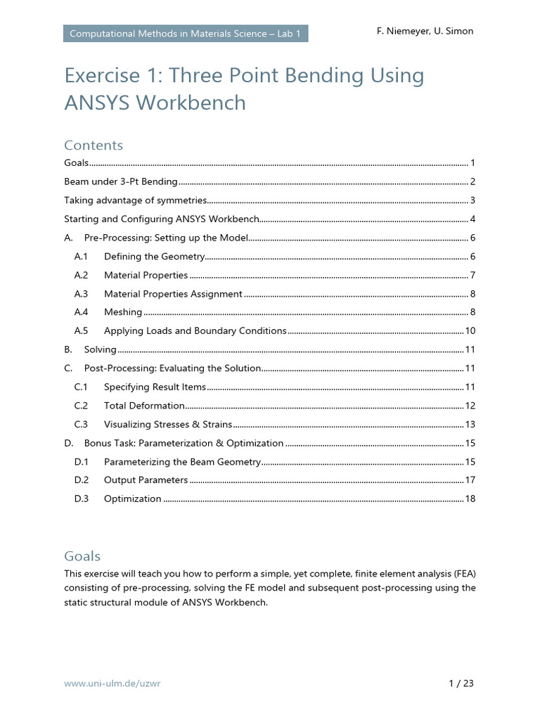 ANSYS 3-Point Bending Simulation Guide | PDF | Deformation (Engineering ...