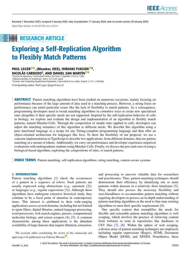 Exploring A Self Replication Algorithm To Flexibly Match Patterns Pdf