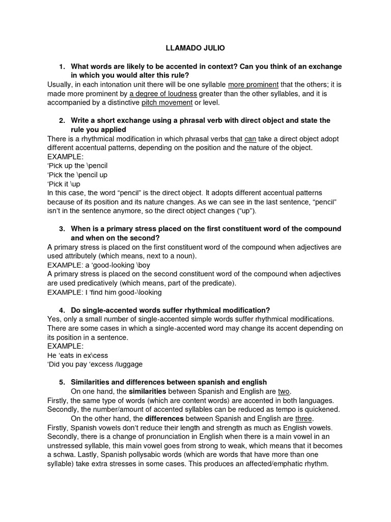 Teorías Preguntas Llamados F2 | PDF | Stress (Linguistics) | English Language