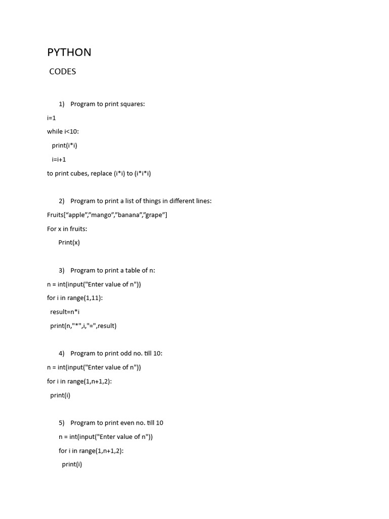 Python Codes | PDF | Computer Programming | Computing Python Codes | PDF | Computer Programming | Computing