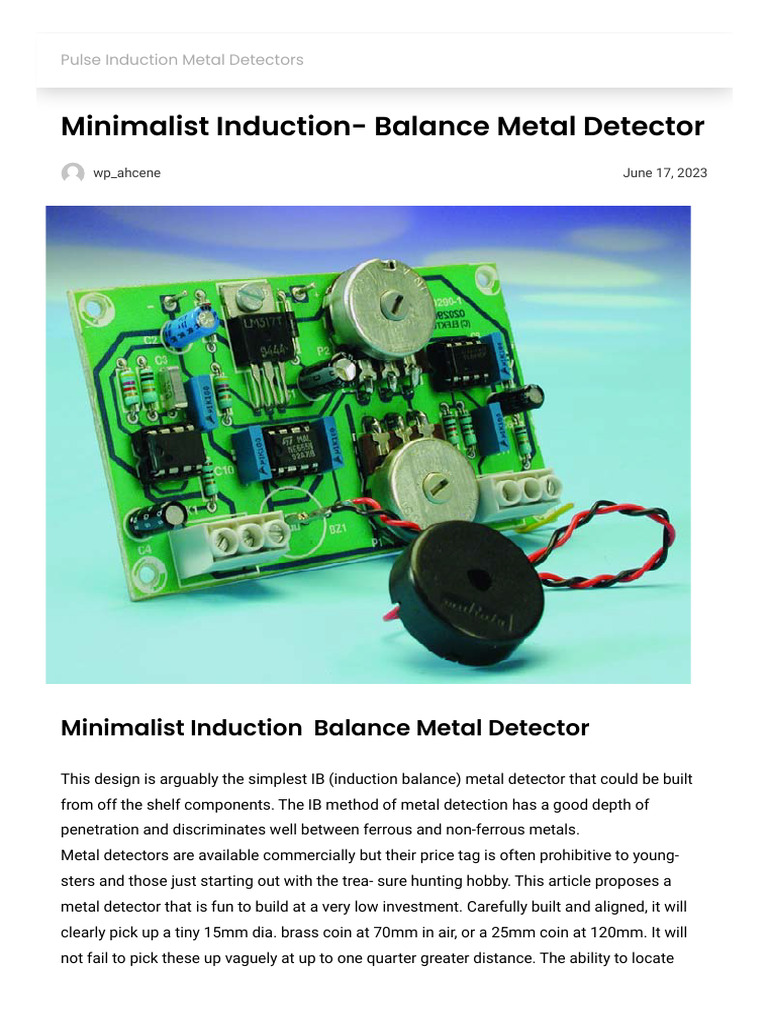 Minimal Induction-Balance Metal Detector | PDF | Metal Detector | Inductor