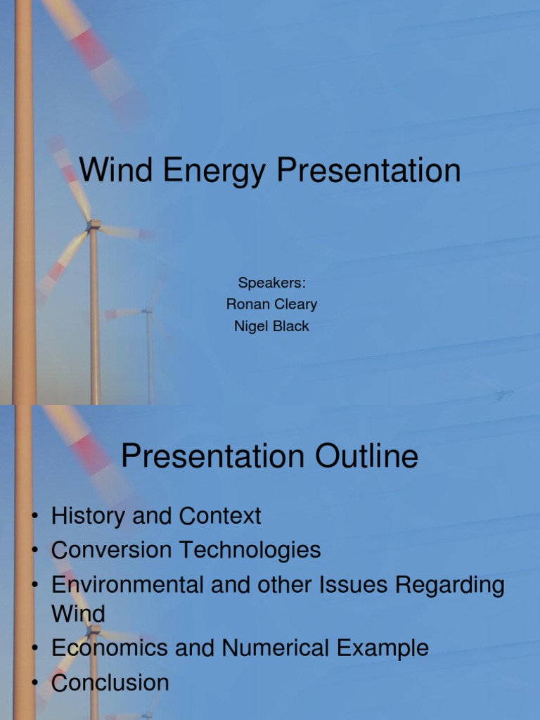 Wind Energy Presentation | PDF | Wind Turbine | Wind Power