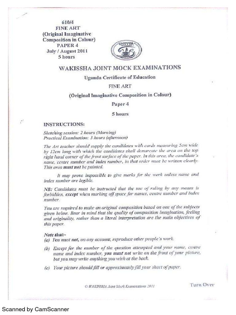 UCE FINE ART 4 Past Papers | PDF