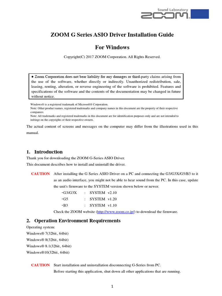 G Series ASIO Driver Installation Guide (Windows) | PDF | Installation ...