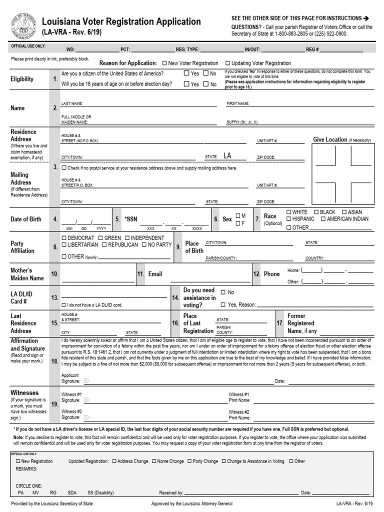 Application To Register To Vote | PDF | Voter Registration | Identity ...