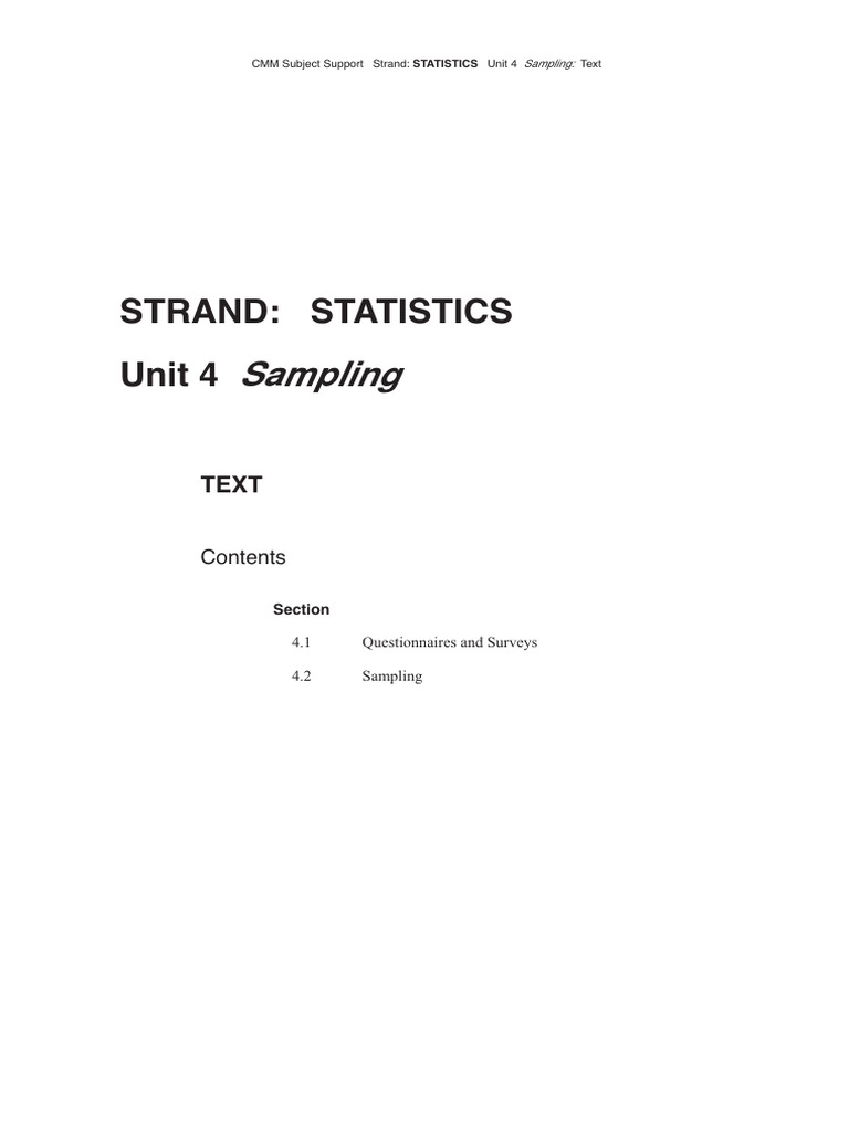 Unit4 Sampling | PDF | Sampling (Statistics) | Survey Methodology