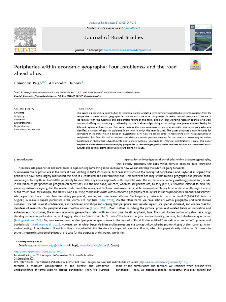 Jurnal Journal of Rural Studies | PDF | Geography | Globalization
