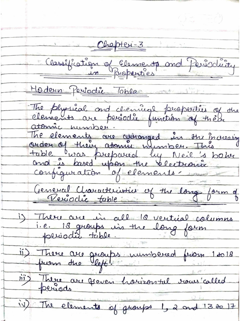 Classification of Elements and Periodicity in Properties Notes | PDF