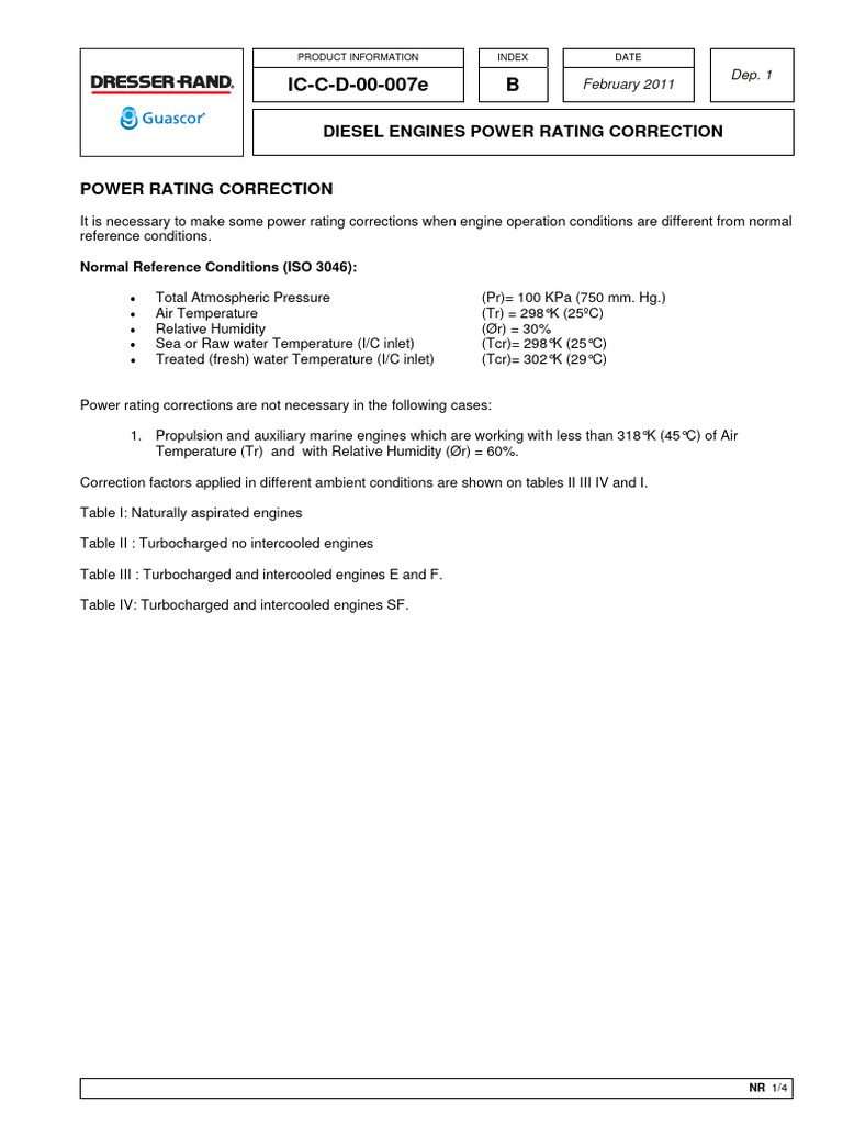 IC-C-D-00-007e B: Diesel Engines Power Rating Correction | PDF ...