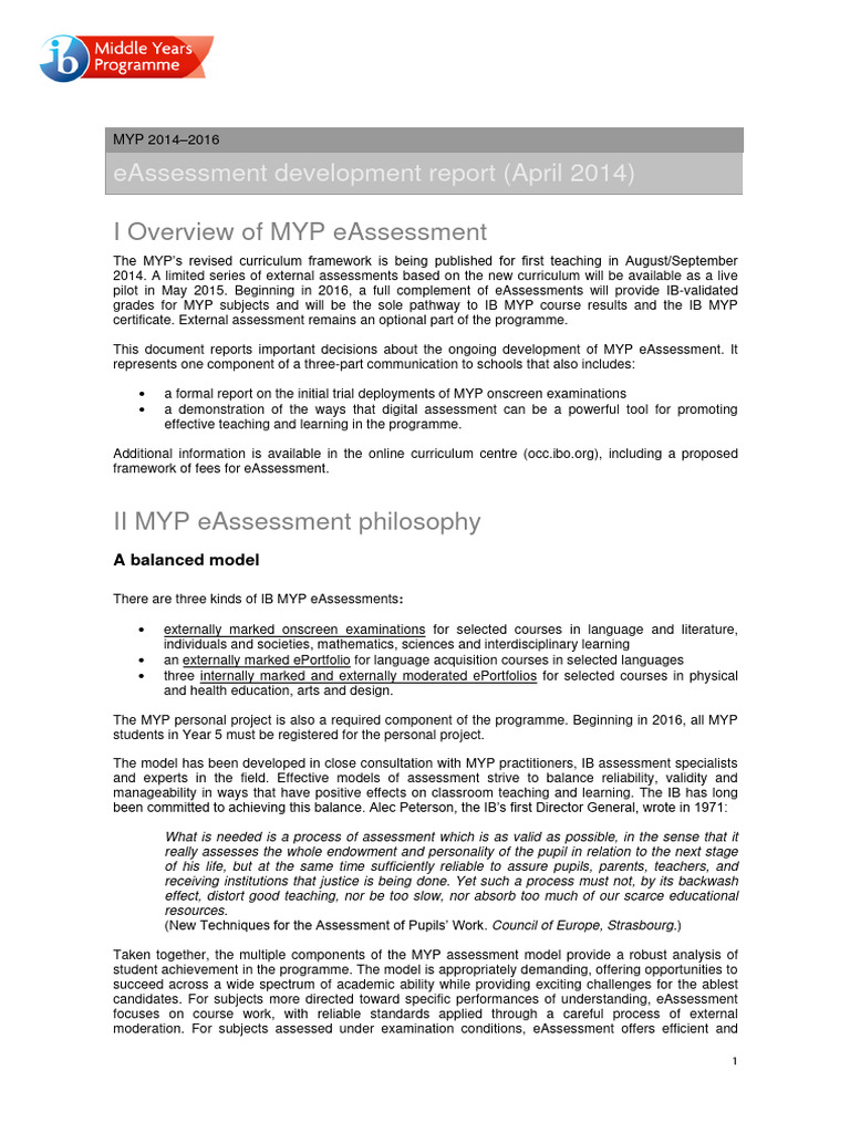 MYP eAssessment Development Overview | PDF | Educational Assessment | Chemical Reactions