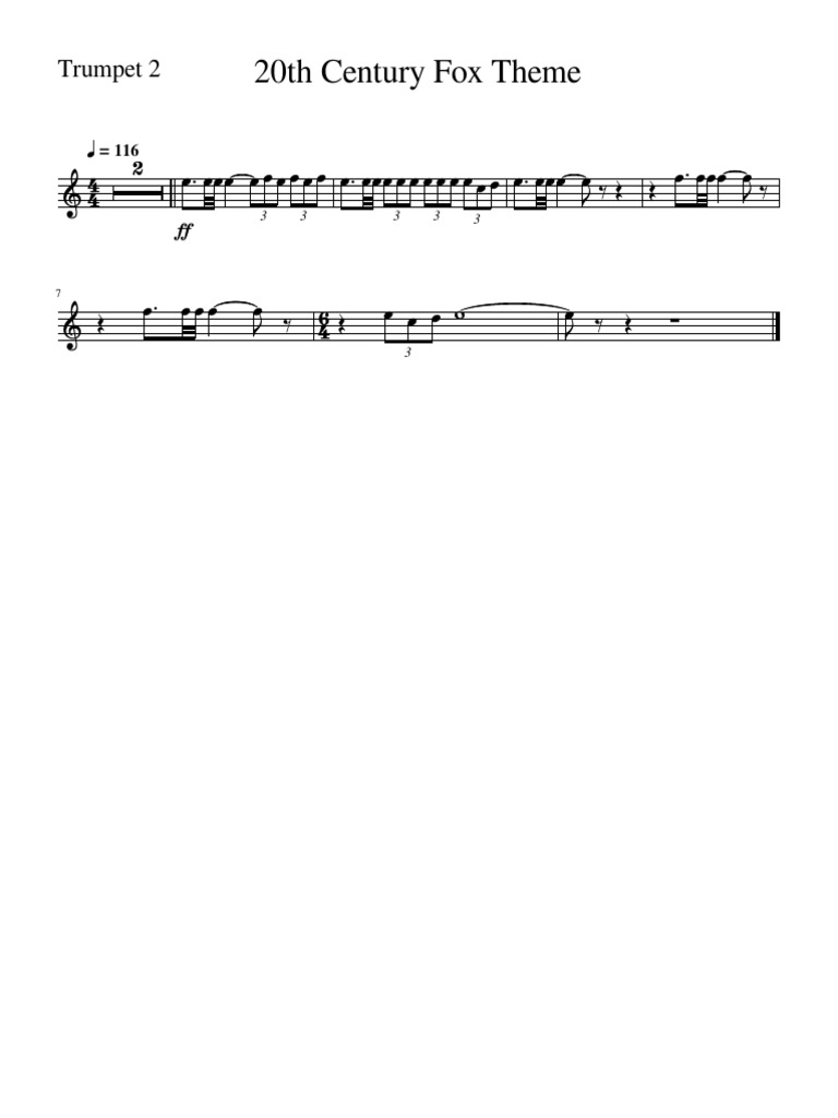 20th Century Fox Trumpet Sheet Music | PDF