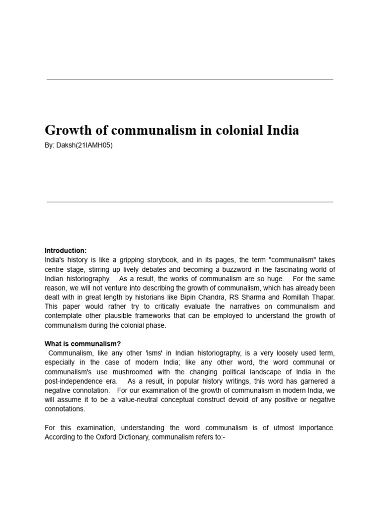 Understanding Communalism in Colonial India | PDF | Marxism | Wahhabism