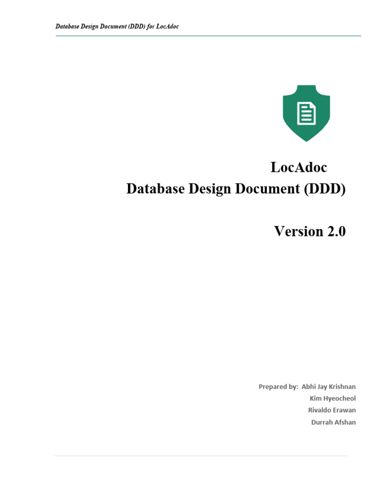 Database Design Document LocADoc | Download Free PDF | Databases | Password Database Design Document LocADoc | Download Free PDF | Databases | Password