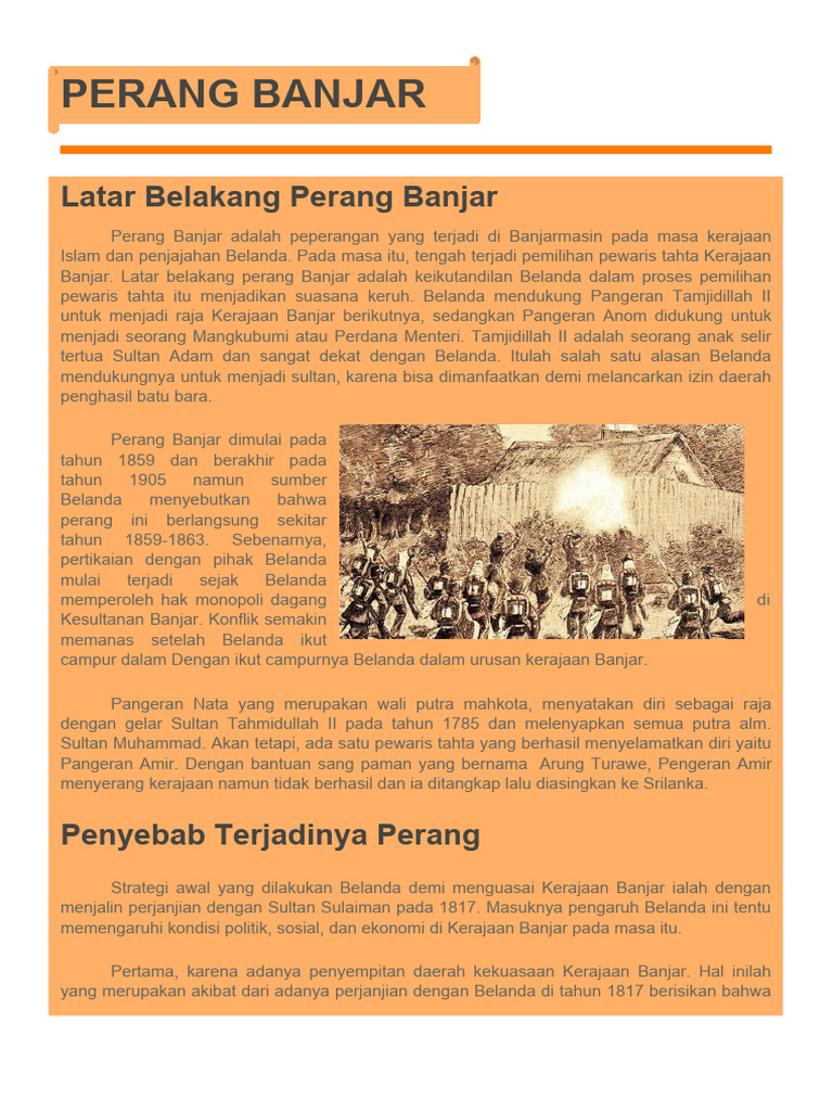 Latar Belakang dan Penyebab Perang Banjar | PDF