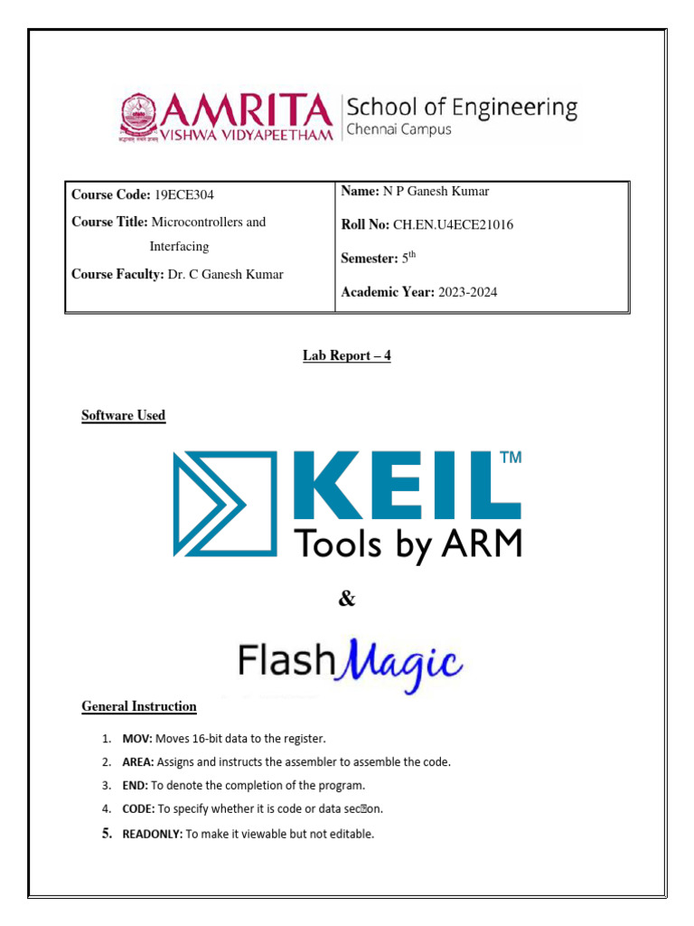CH - En.u4ece21016 - Lab Report 4 | PDF | Microcontroller | Manufactured Goods