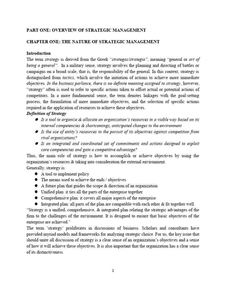 Chapter 1 | Download Free PDF | Strategic Management | Policy