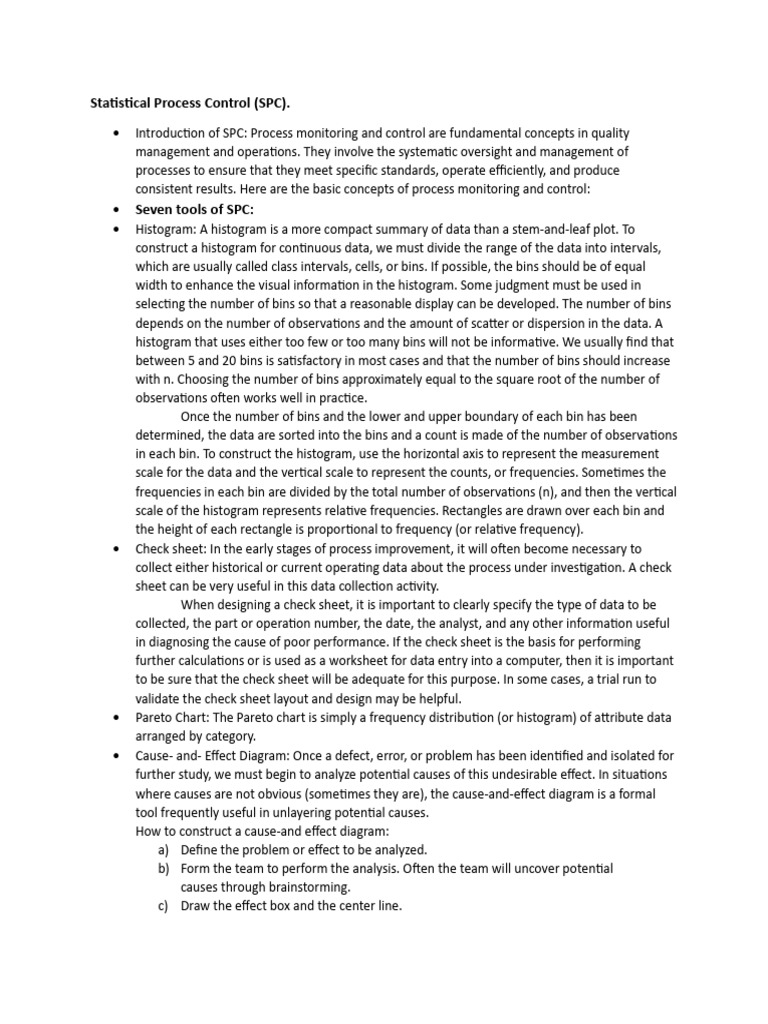 Sta S Cal Process Control (SPC) | PDF | Histogram