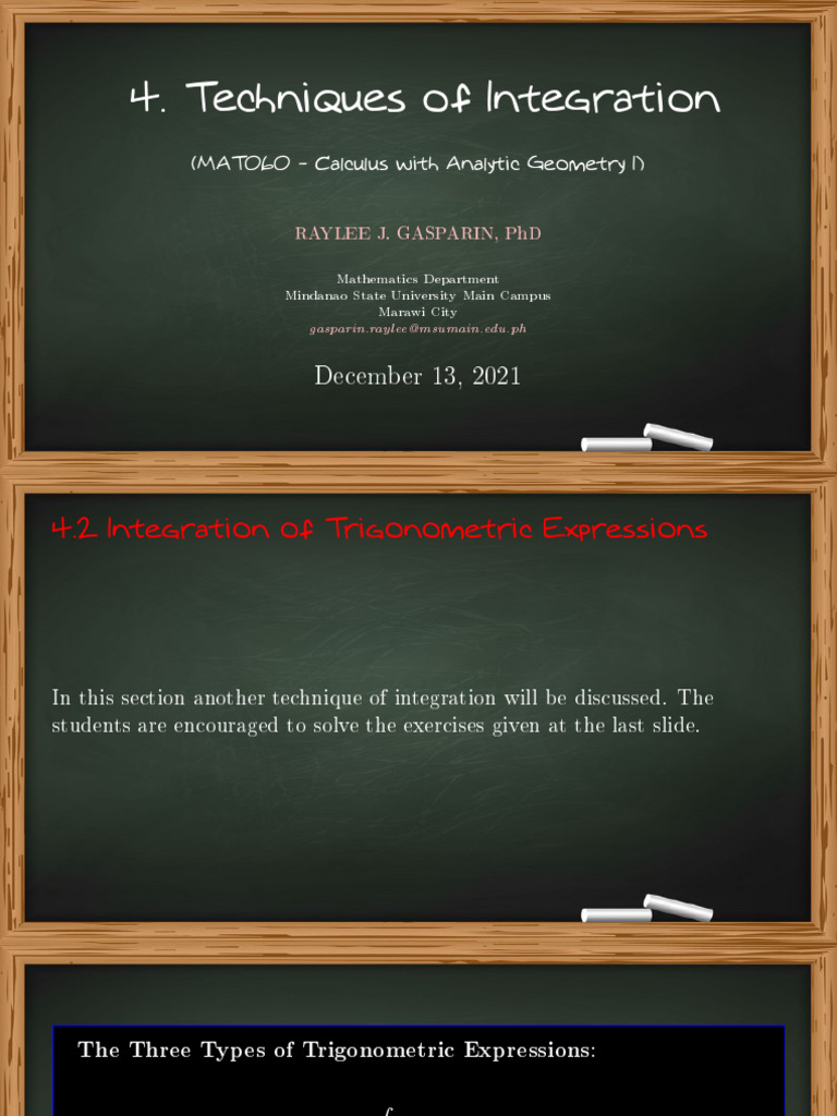 MAT060 - 25 Techniques of Integration Part 2 | PDF | Trigonometric Functions | Mathematical ...