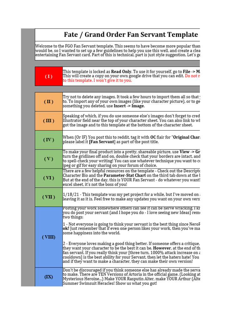 FGO Fanservant Template | PDF