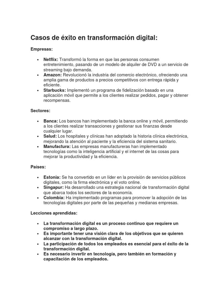 Casos de Éxito en Transformación Digital | PDF | Negocios