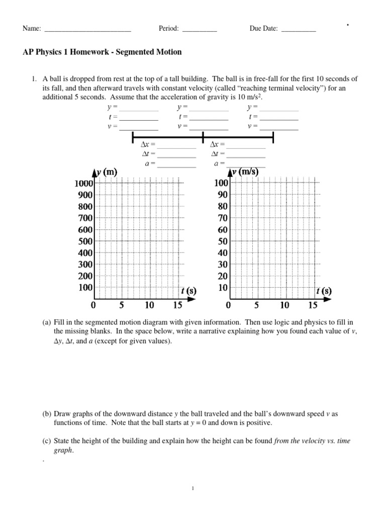 Homework - Segmented Motion | PDF | Velocity | Acceleration
