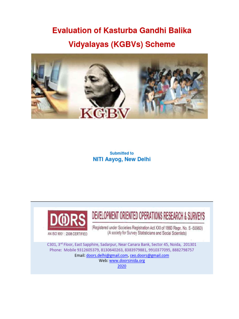 Evaluation of Kasturba Gandhi Balika Vidyalayas (KGBVS) Scheme | PDF | Cost Of Living | Schools