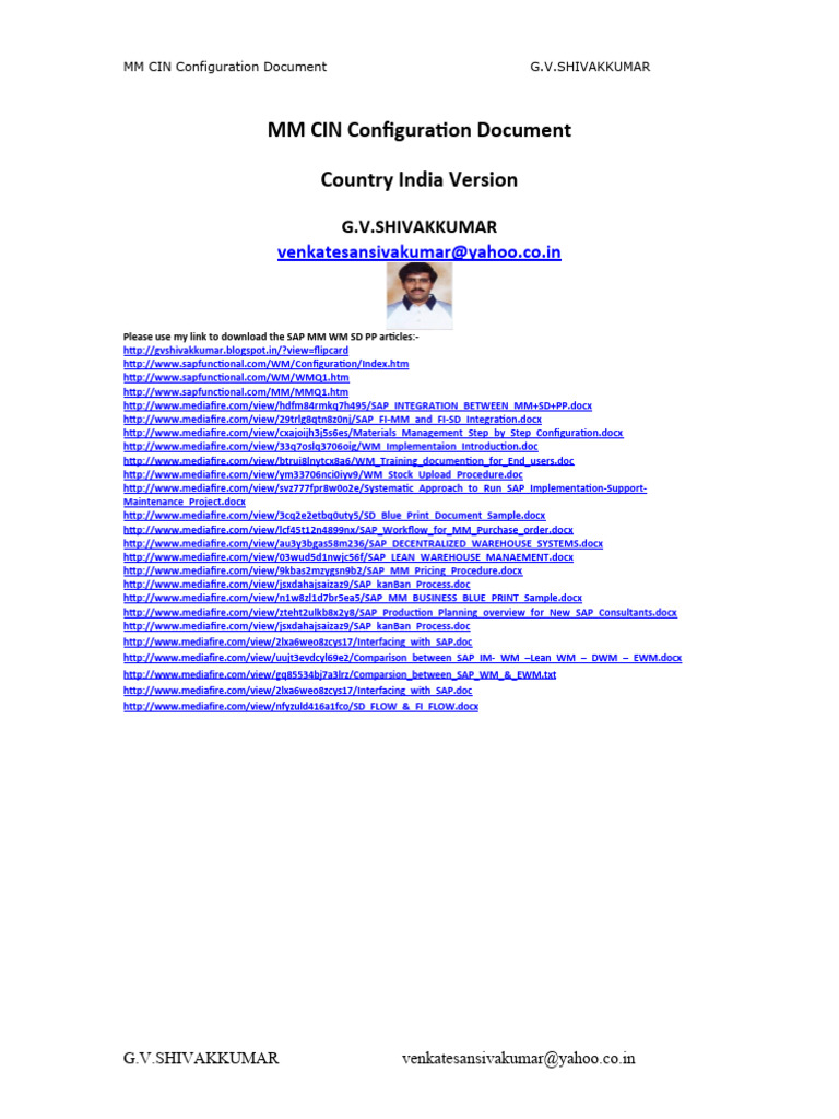 MM CIN Configuration | PDF | Excise | Taxation