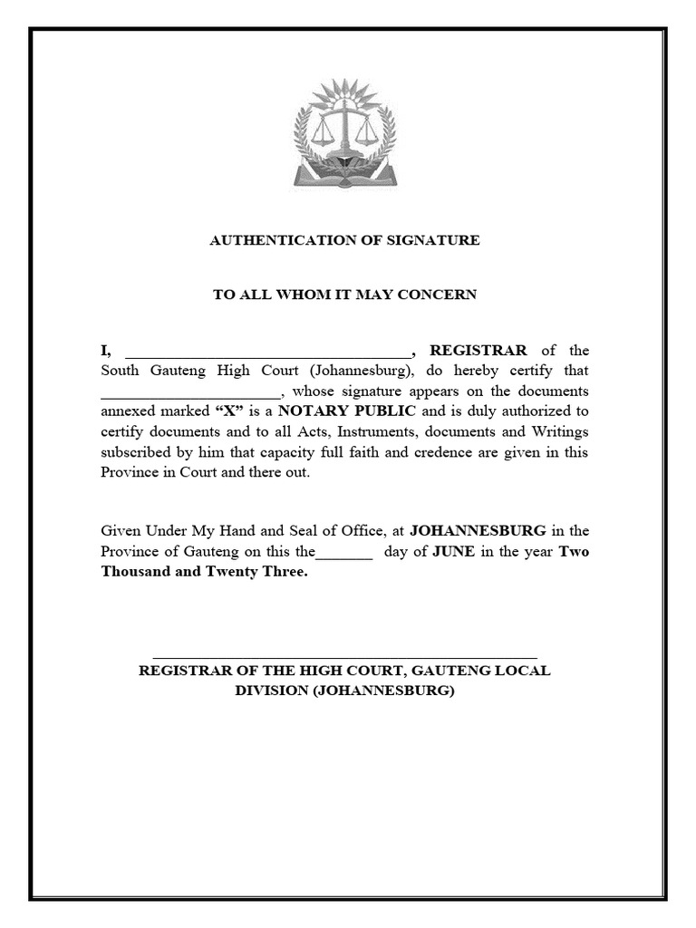 Authentication of Signature (JHB High Court) | PDF | Law
