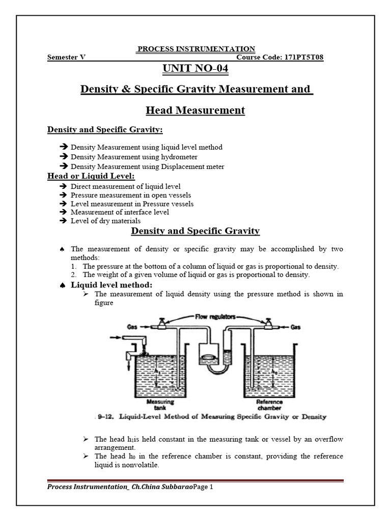 Bubbler System in Level Measurement | PDF | Pressure Measurement | Density