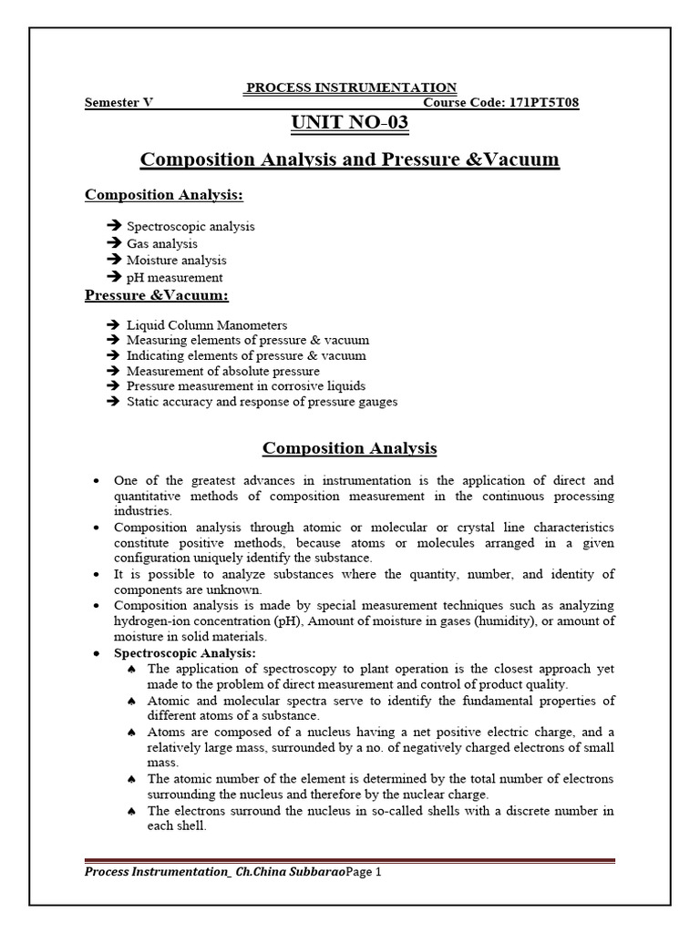 Pi Unit-Iii | PDF | Pressure Measurement | Emission Spectrum