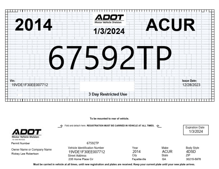 Temp License Plate Temp Registration | PDF