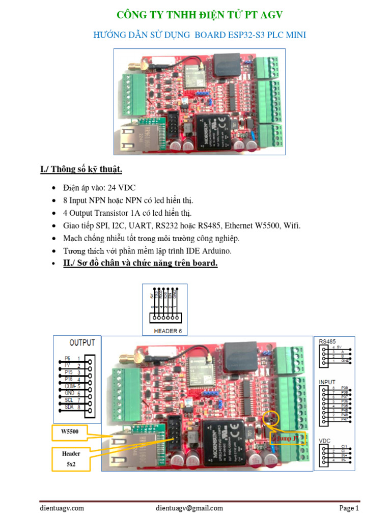 HD SU DUNG BOARD ESP32-S3 PLC MINI | PDF