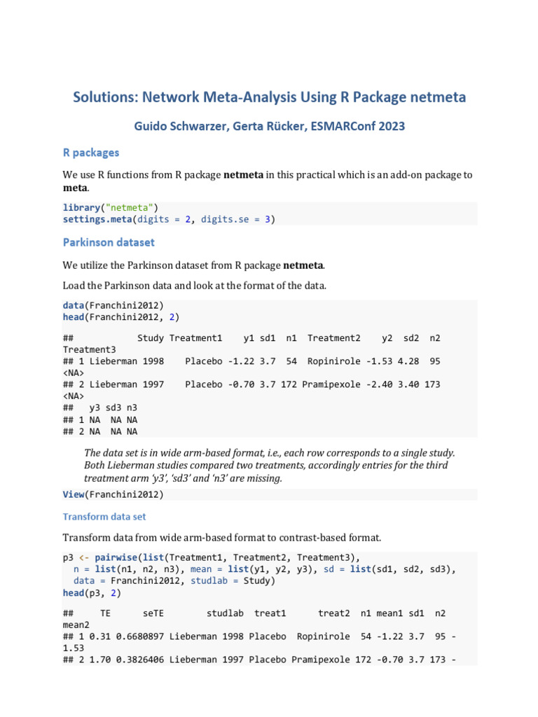 Network Meta-Analysis with R: netmeta | PDF | Statistics | Applied Mathematics