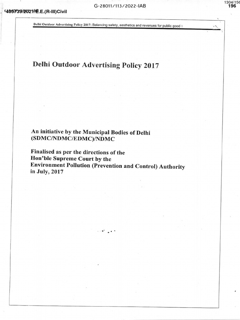 Delhi Outdoor Advertisement Policy | PDF | Billboard | Advertising