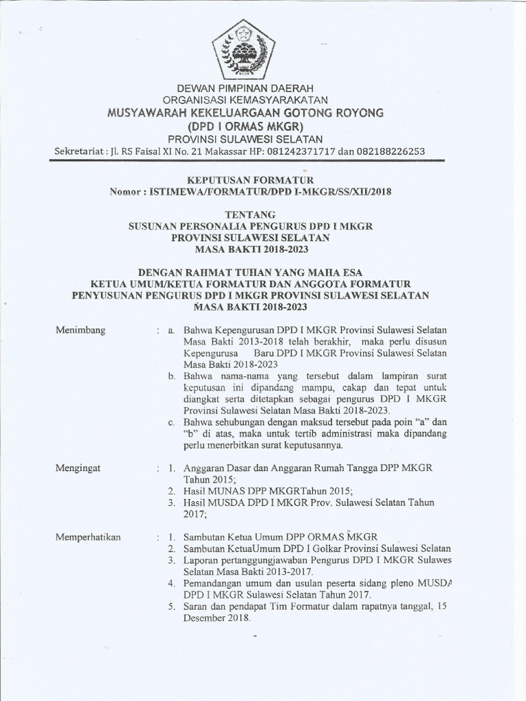 2018 2023 SK DPD Ormas MKGR | PDF