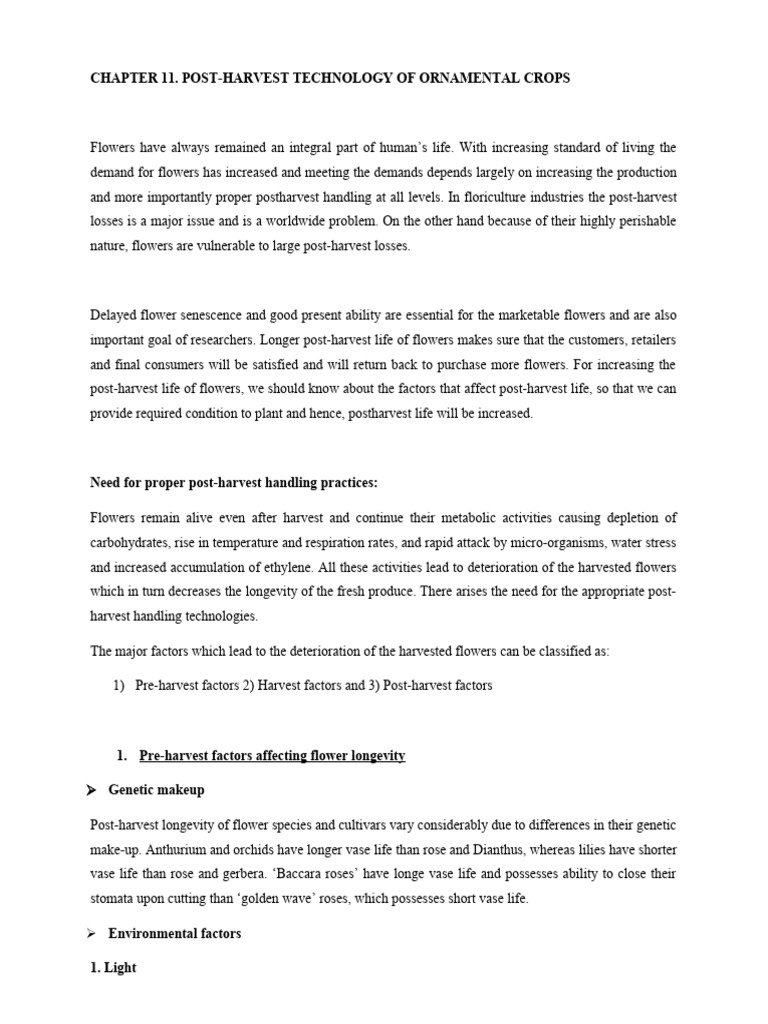 CHAPTER 11. Post Harvest Handeling | PDF | Leaf | Water