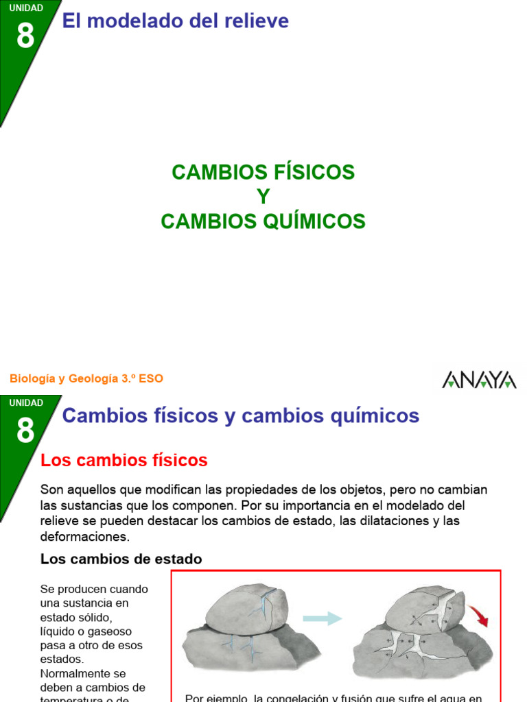 Cambios Fisicos y Quimicos | PDF | Roca (geología) | Agua