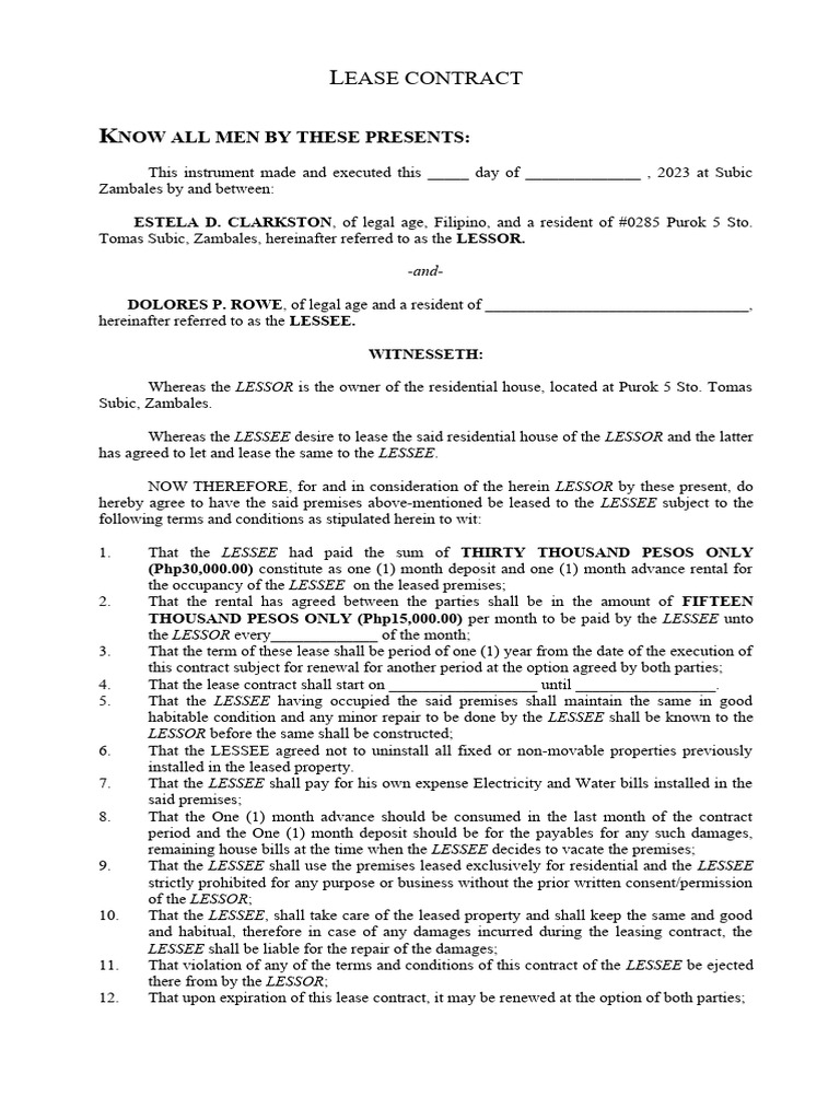 Residential Lease Agreement | PDF | Lease | Private Law