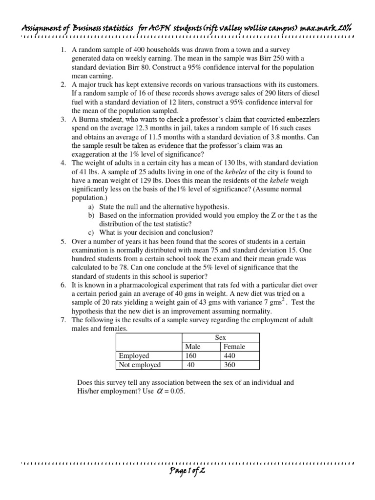 asignment | PDF | Statistical Significance | Standard Deviation