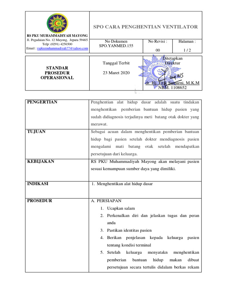 Spo Cara Penghentian Ventilator | PDF