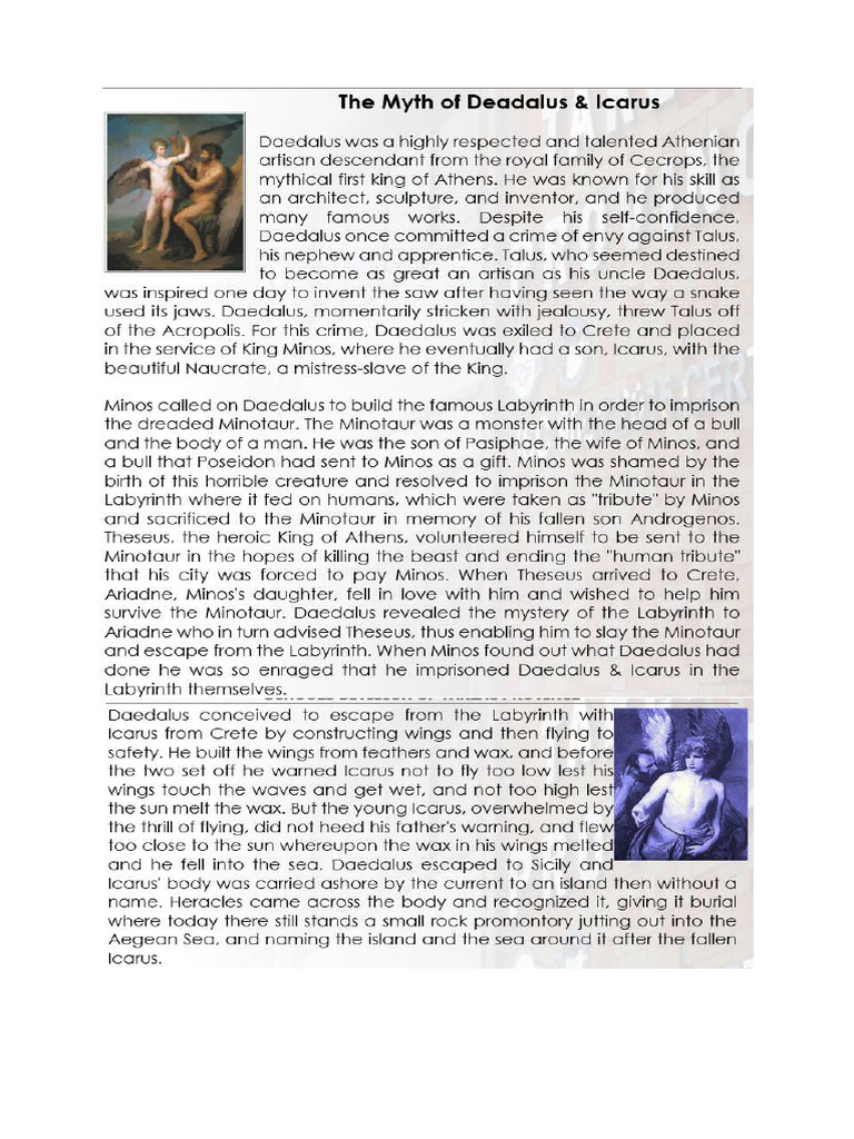 The Myth of Daedalus and Icarus | PDF