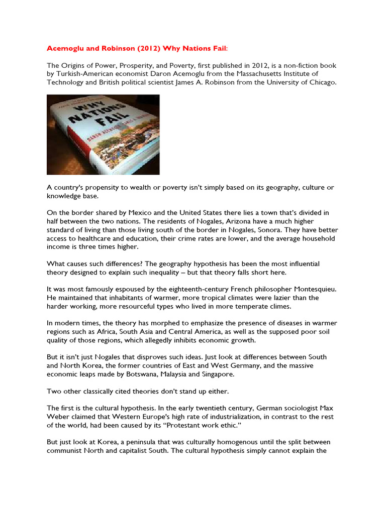 Acemoglu and Robinson (2012) Why Nations Fail | PDF | Slavery ...