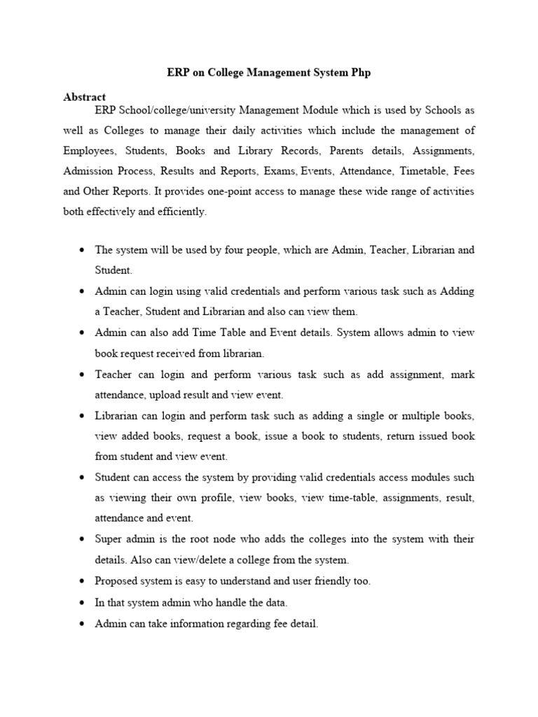 ERP System for College Management | PDF | Random Access Memory ...