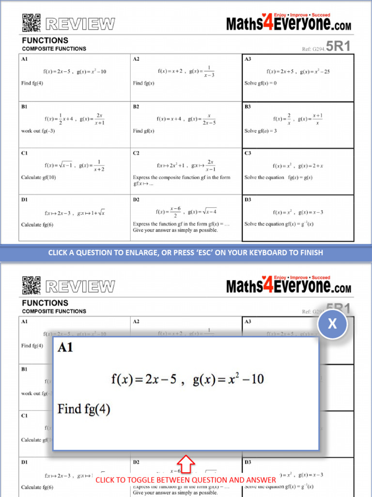 Questions and Solutions Composite Functions | PDF