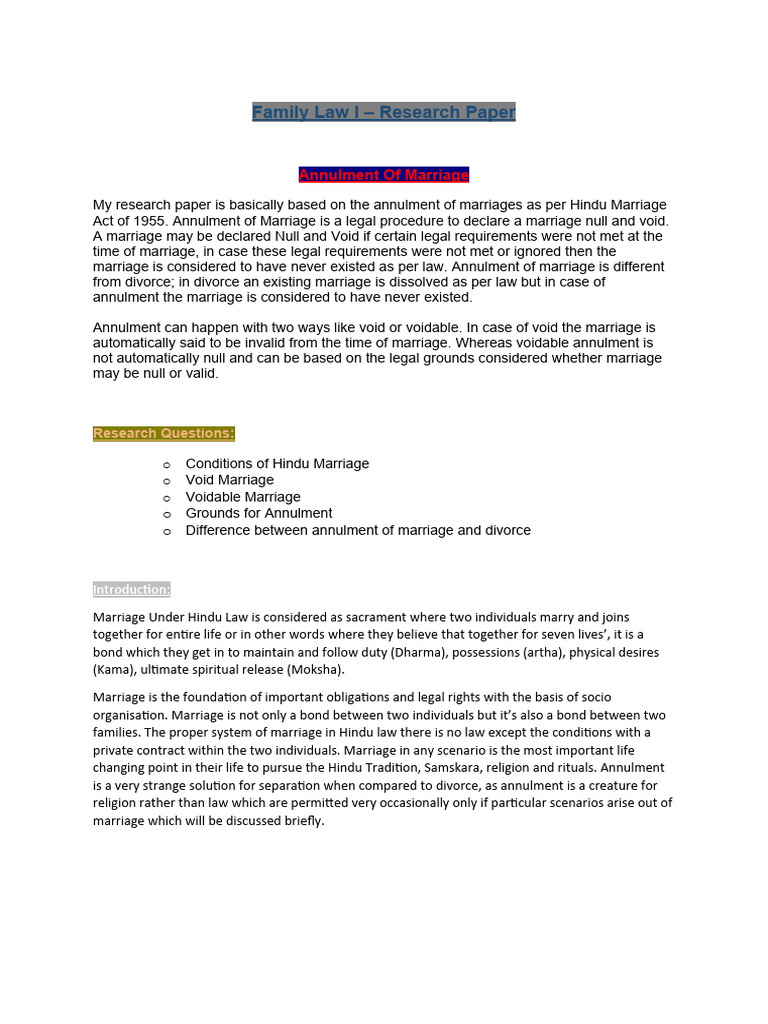 Annulment Of Marriage Pdf Annulment Marriage
