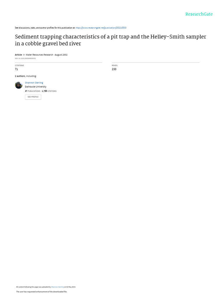 Sediment Trapping Characteristics of A Pit Trap | PDF | Sediment | Gravel