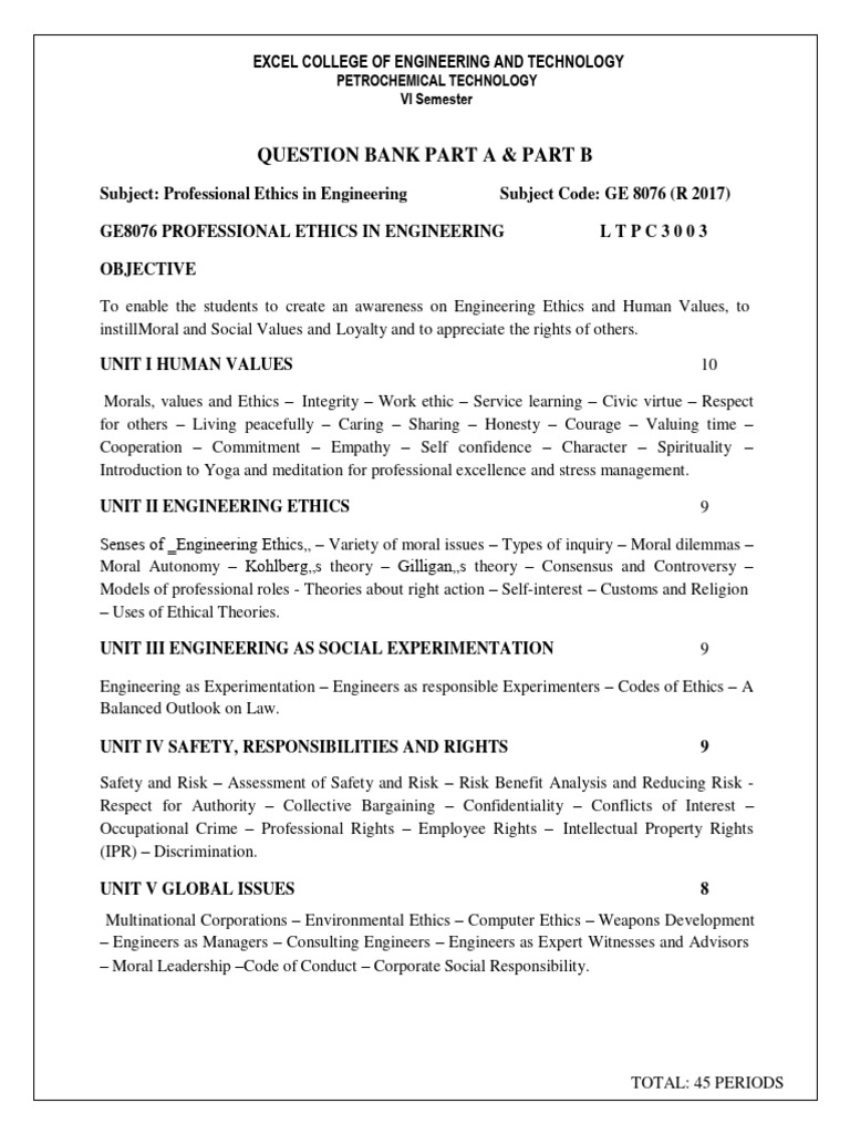 Ge8076 Professional Ethics in Engineering | PDF | Corporate Social ...